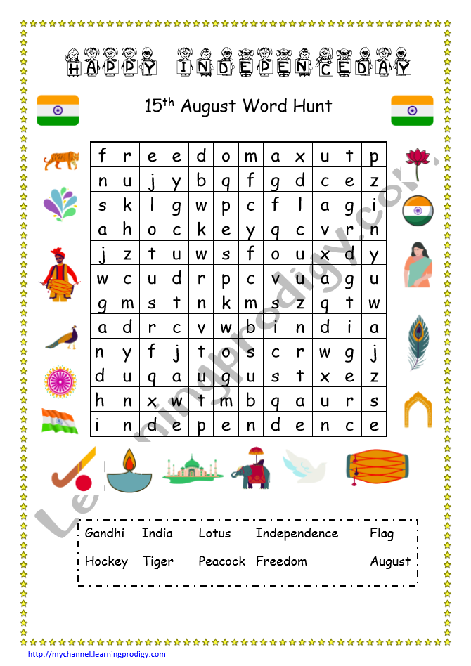 Independence Day Worksheet PDF | Happy Independence Day |India ...