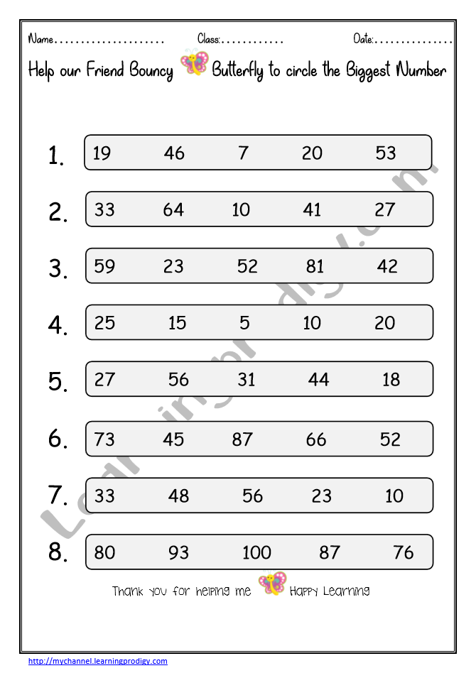 Biggest Number Worksheet E48 Biggest Number Worksheet E48