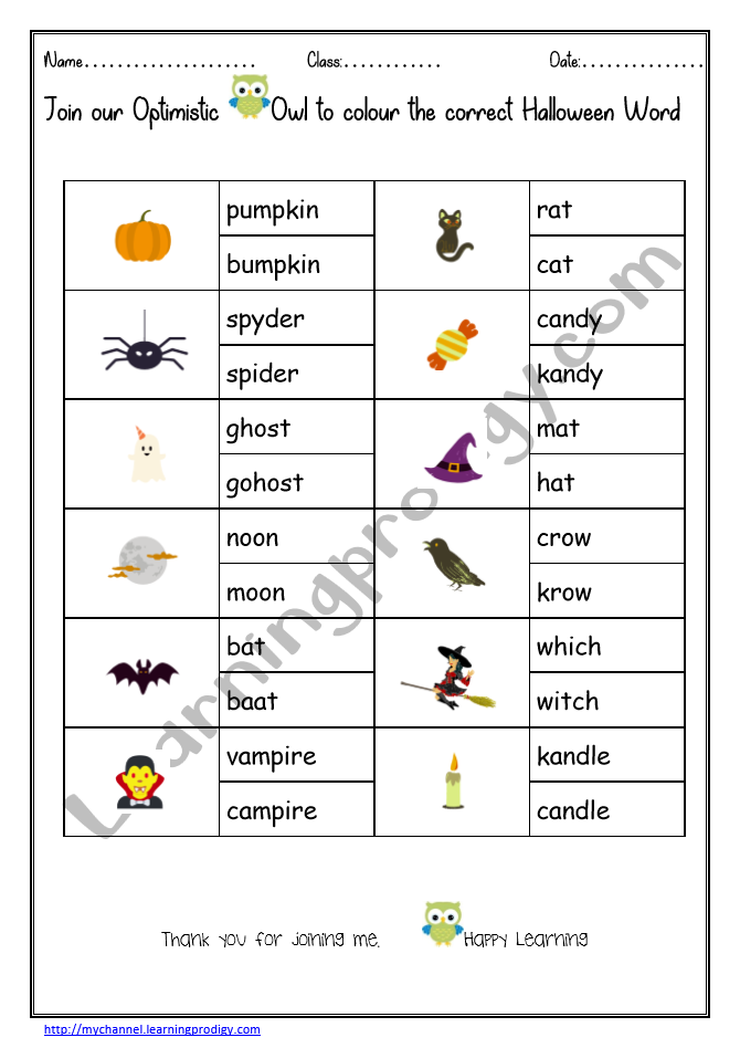 Free Printable Kindergarten Halloween Worksheets|Halloween English ...