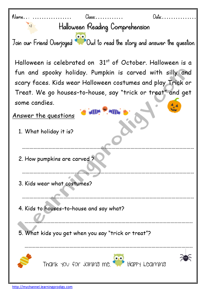 Free Printable Kindergarten Halloween Worksheets|Halloween English ...