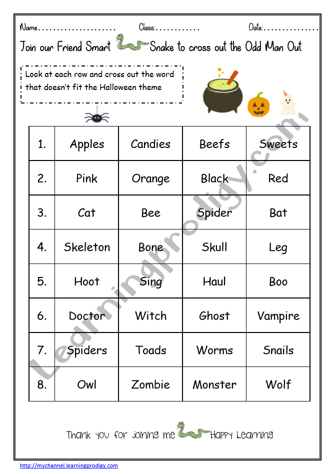 Free Printable Kindergarten Halloween Worksheets|Halloween English ...
