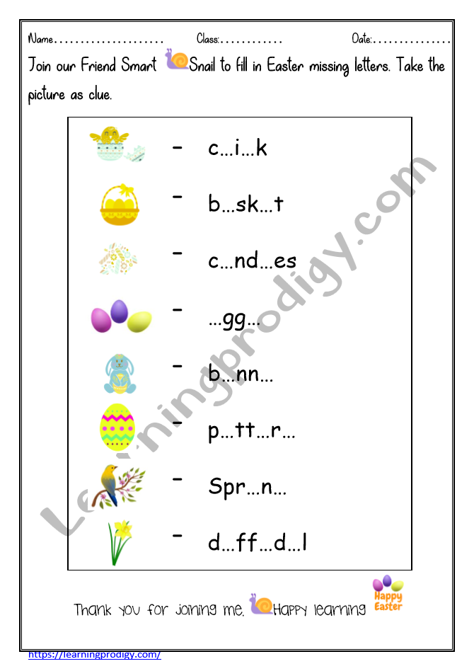 Easy Easter English ESL Worksheets for Kids - LearningProdigy ...