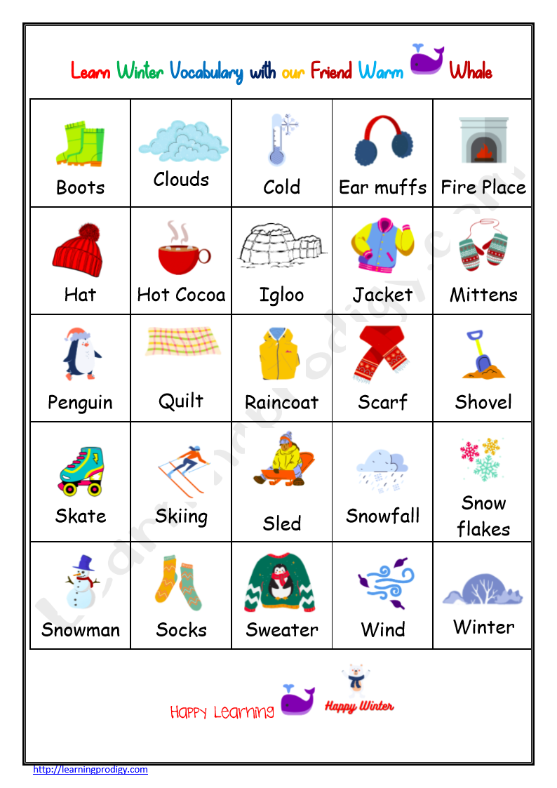 Winter Vocabulary Chart Archives LearningProdigy Winter Vocabulary Chart Archives LearningProdigy